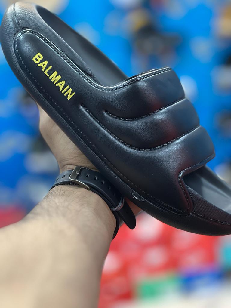 Balmain Stripes Slippers Triple Black Best Price In Pakistan